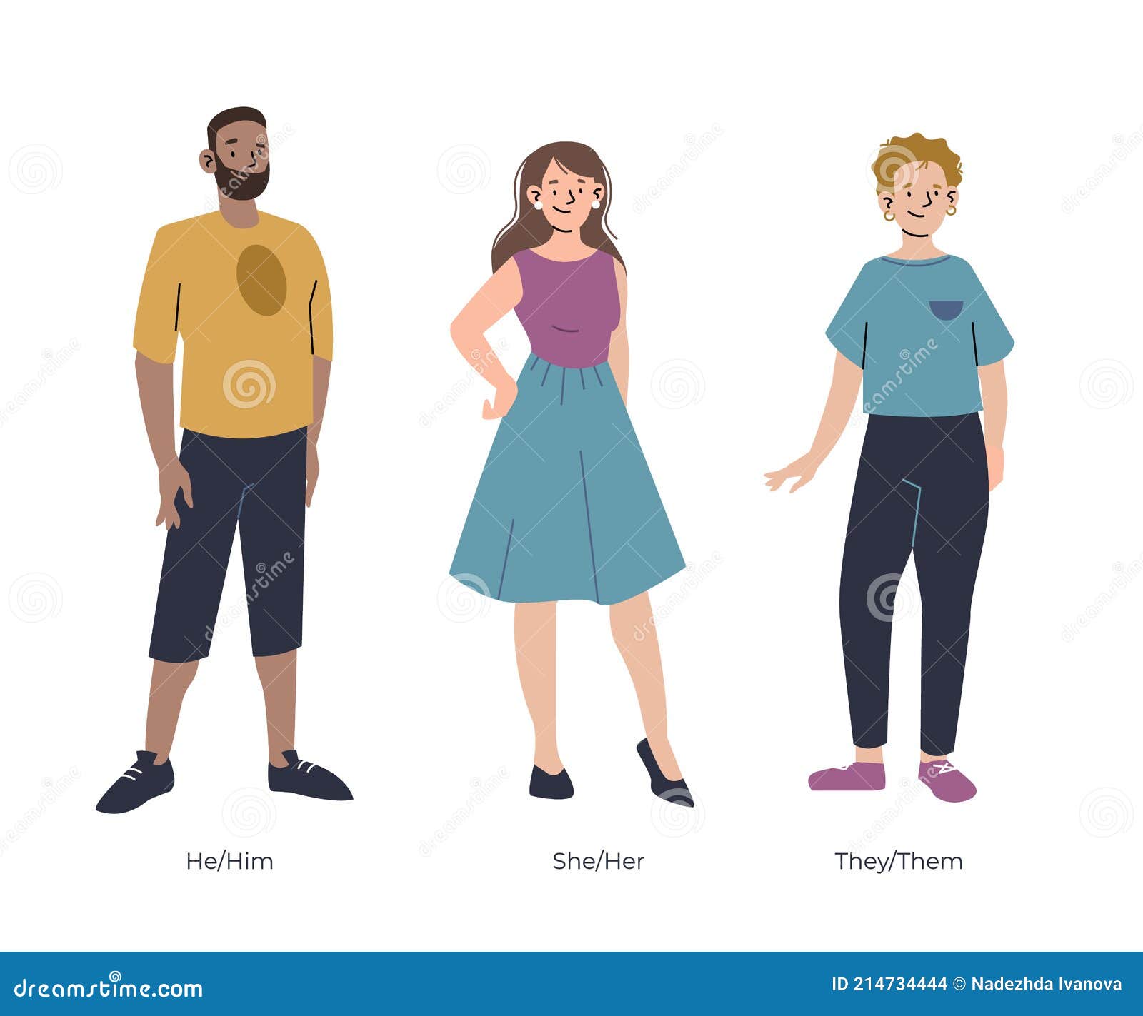 Set of Non-binary People Vector Illustration. Stock Vector ...