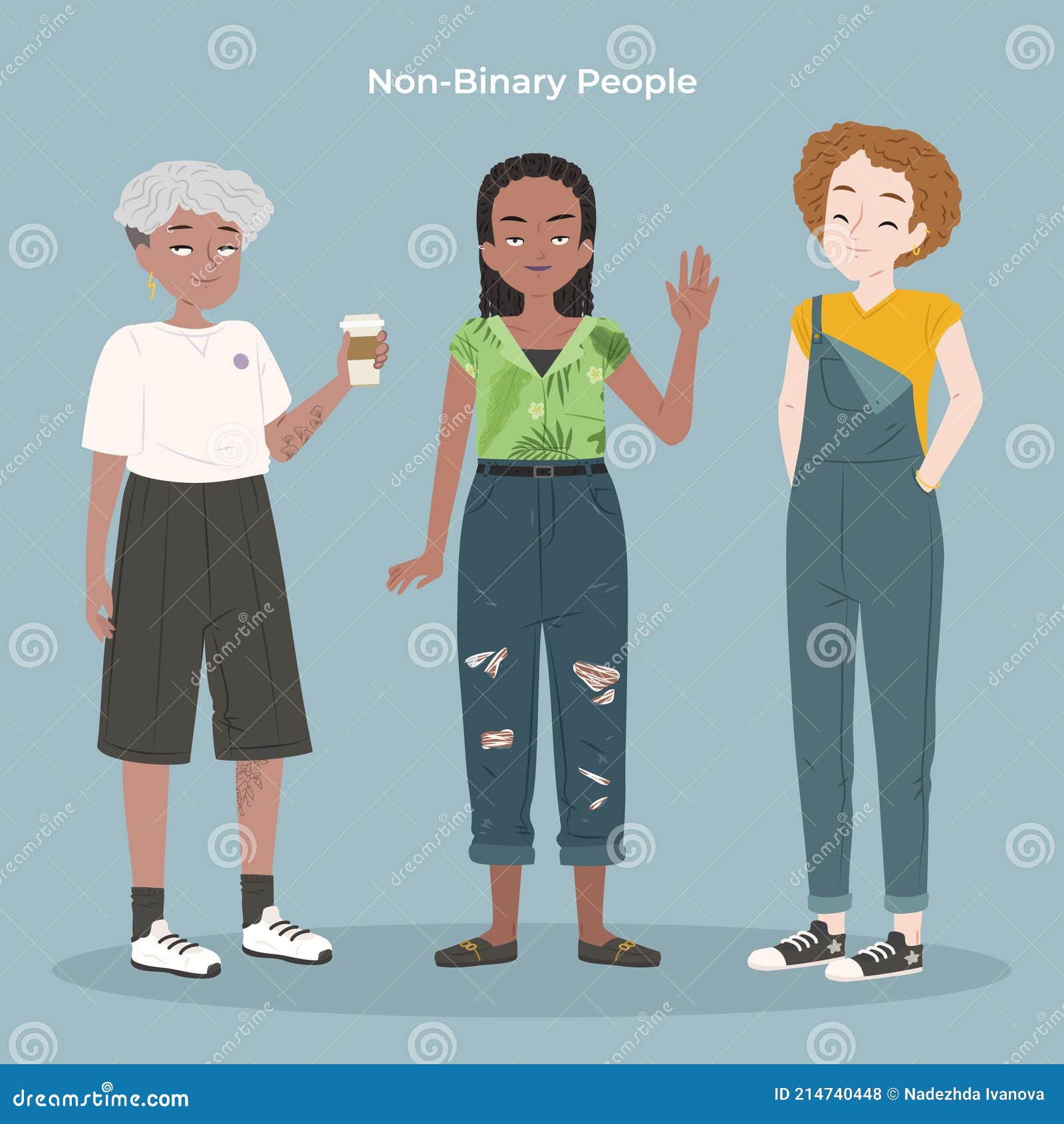 Set of Non-binary People Vector Illustration. Stock Vector ...