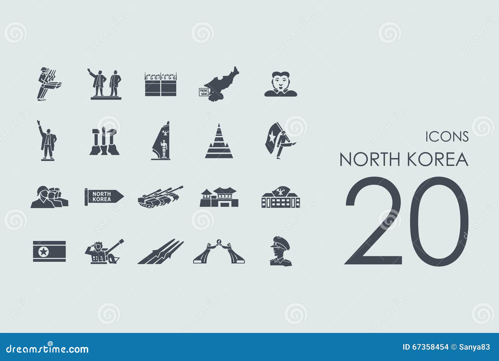 Set of North Korea icons stock vector. Illustration of design - 67358454