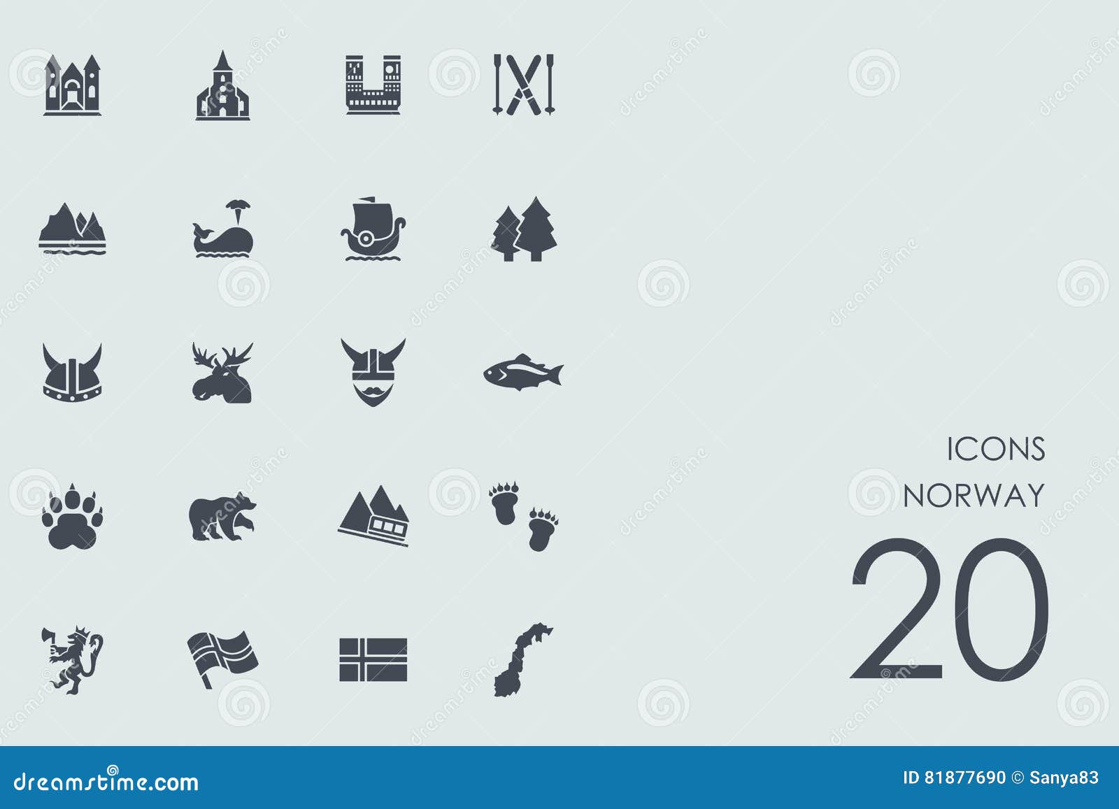 Set of Norway icons stock vector. Illustration of architecture - 81877690
