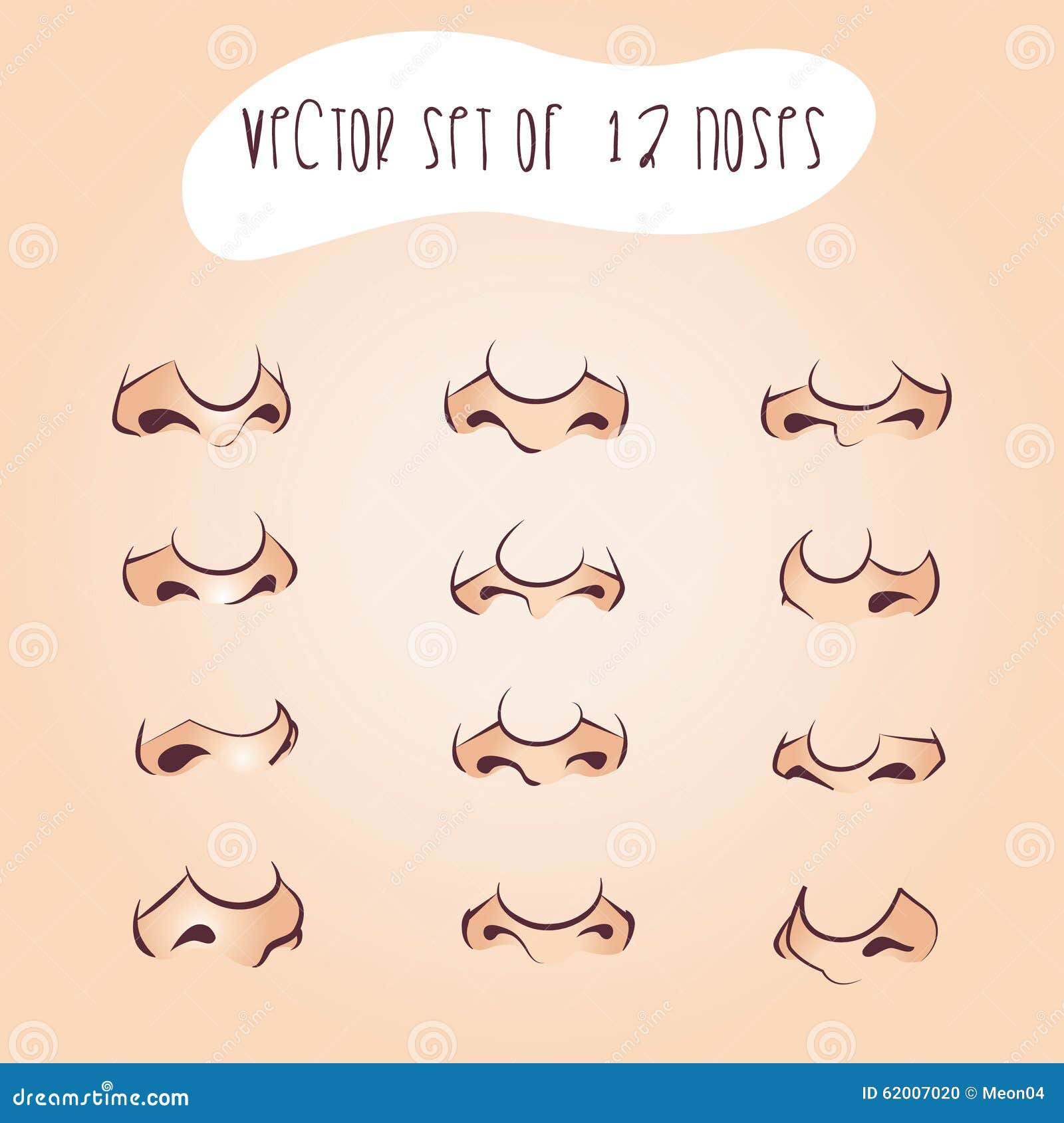 Set of 12 noses stock vector. Illustration of design - 62007020