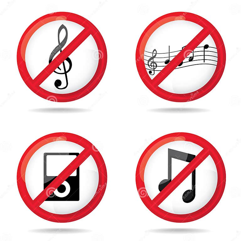 Set of not allowed music stock illustration. Illustration of musical ...