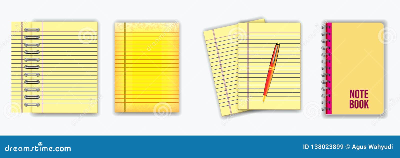 Set of Note Book or Ripped Paper Stock Illustration - Illustration of ...