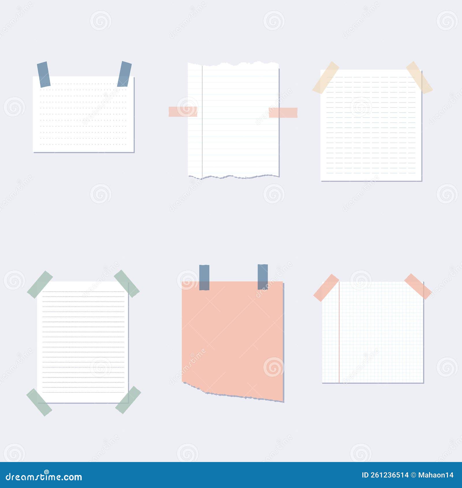 Set of note papers stock vector. Illustration of memo - 261236514