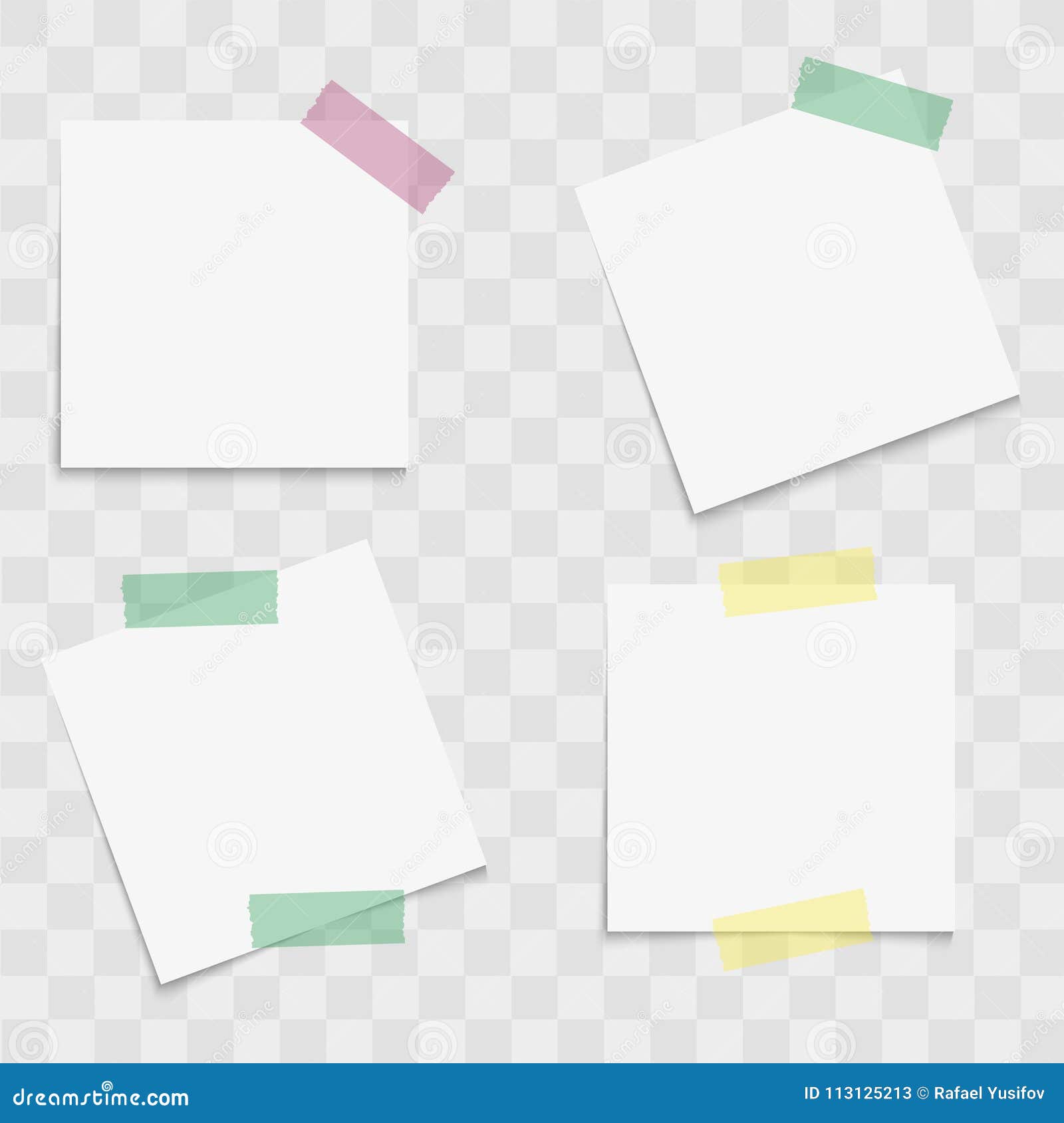 Set of Note Papers with Sticky Tapes. Vector. Stock Vector ...