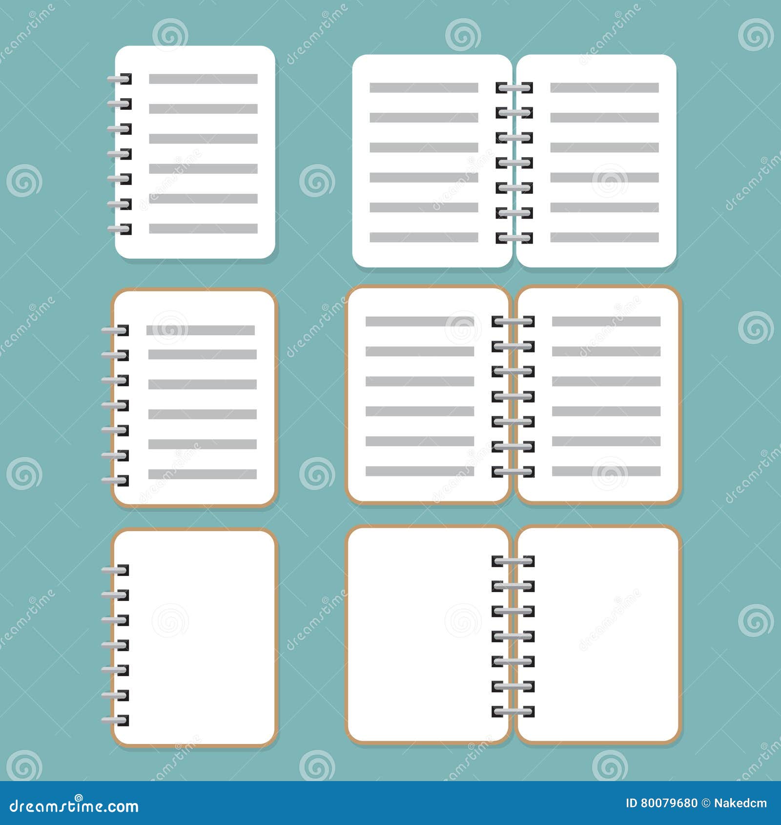 Set of Notebook Flat Design Stock Vector - Illustration of diary ...