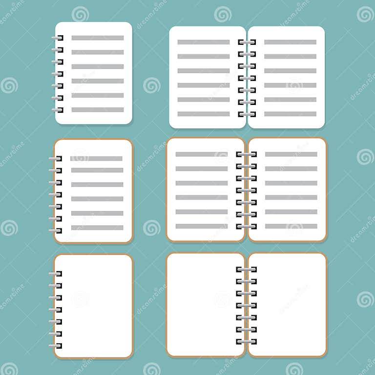 Set of Notebook Flat Design Stock Vector - Illustration of diary ...