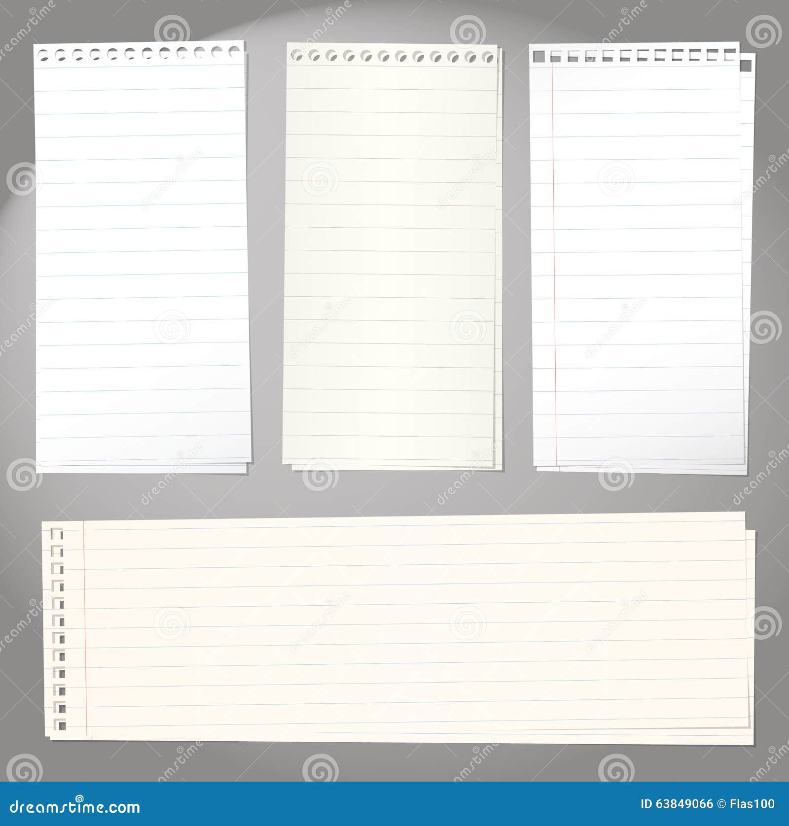 Set Notebook Papers Lines Gray Stock Illustrations – 9 Set Notebook ...