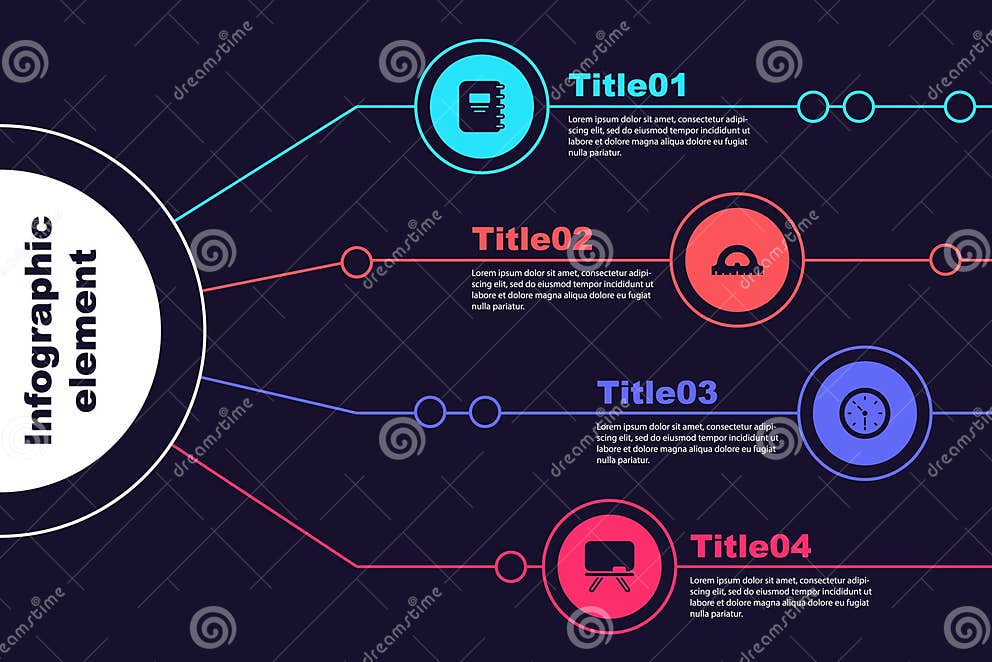 Set Notebook, Protractor Grid, Clock and Chalkboard. Business ...