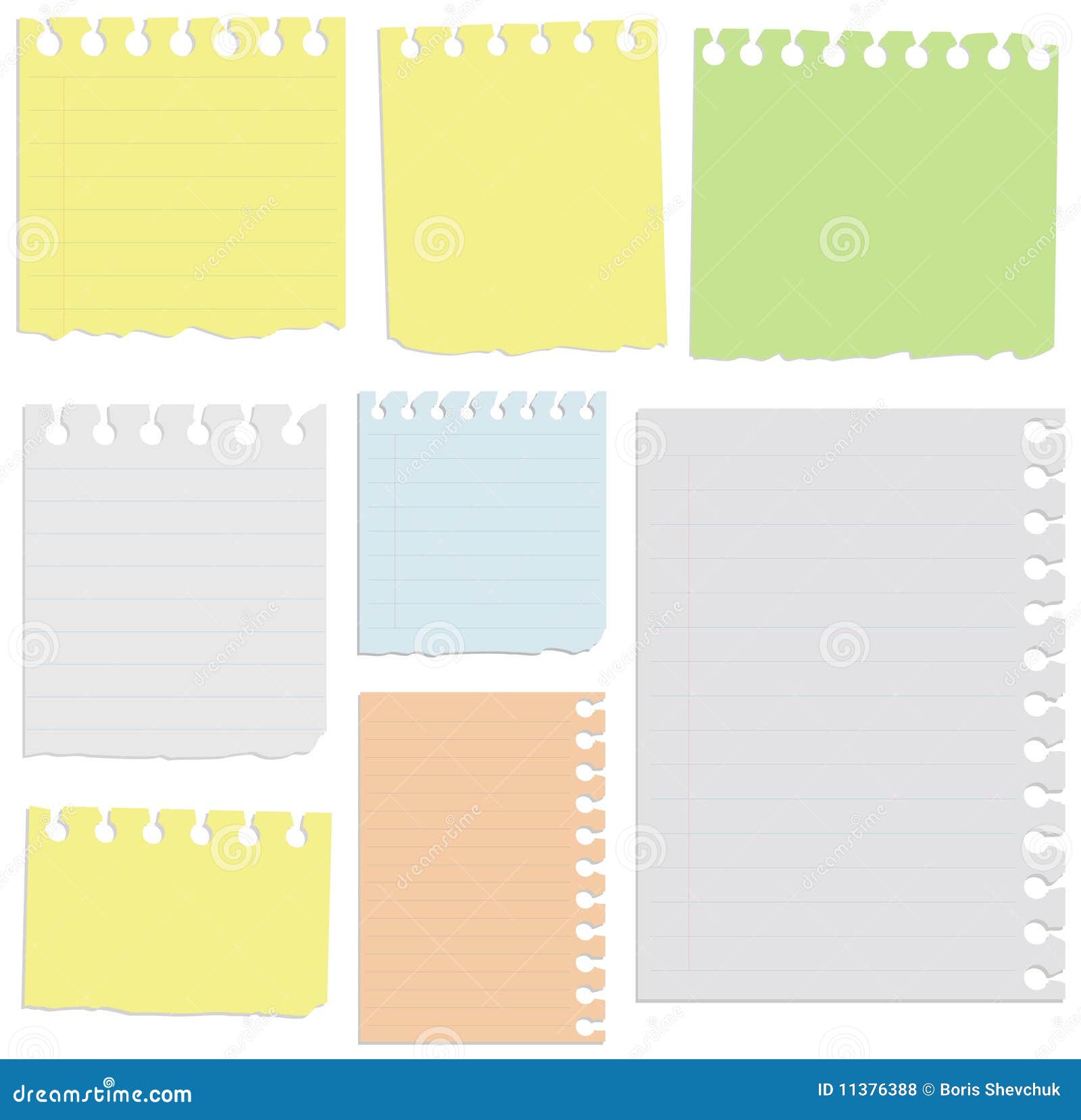 Set of notepad sheets. stock vector. Illustration of paper - 11376388