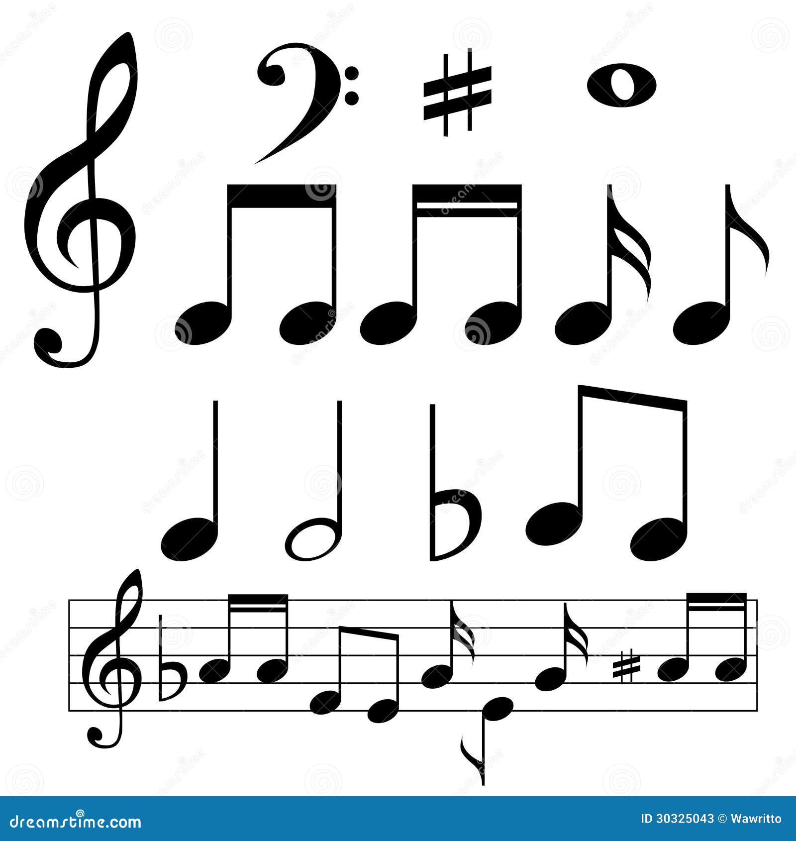 Set of notes stock vector. Illustration of shape, music - 30325043