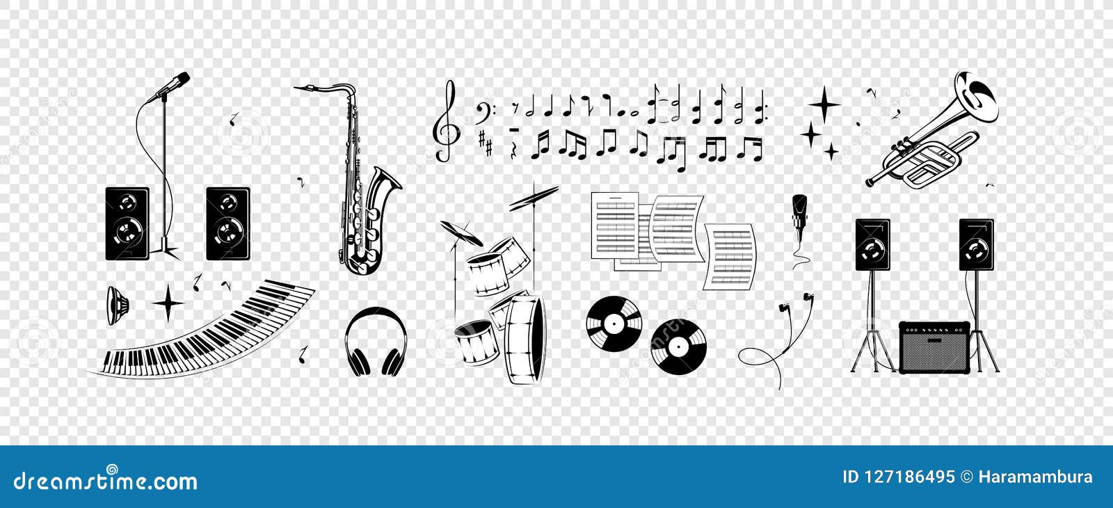 Set - Notes, Musical Instruments, Sound. Stock Vector - Illustration of ...