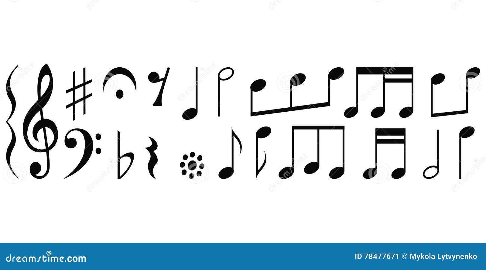 Set Notes and Musical Notations Stock Vector - Illustration of audio ...