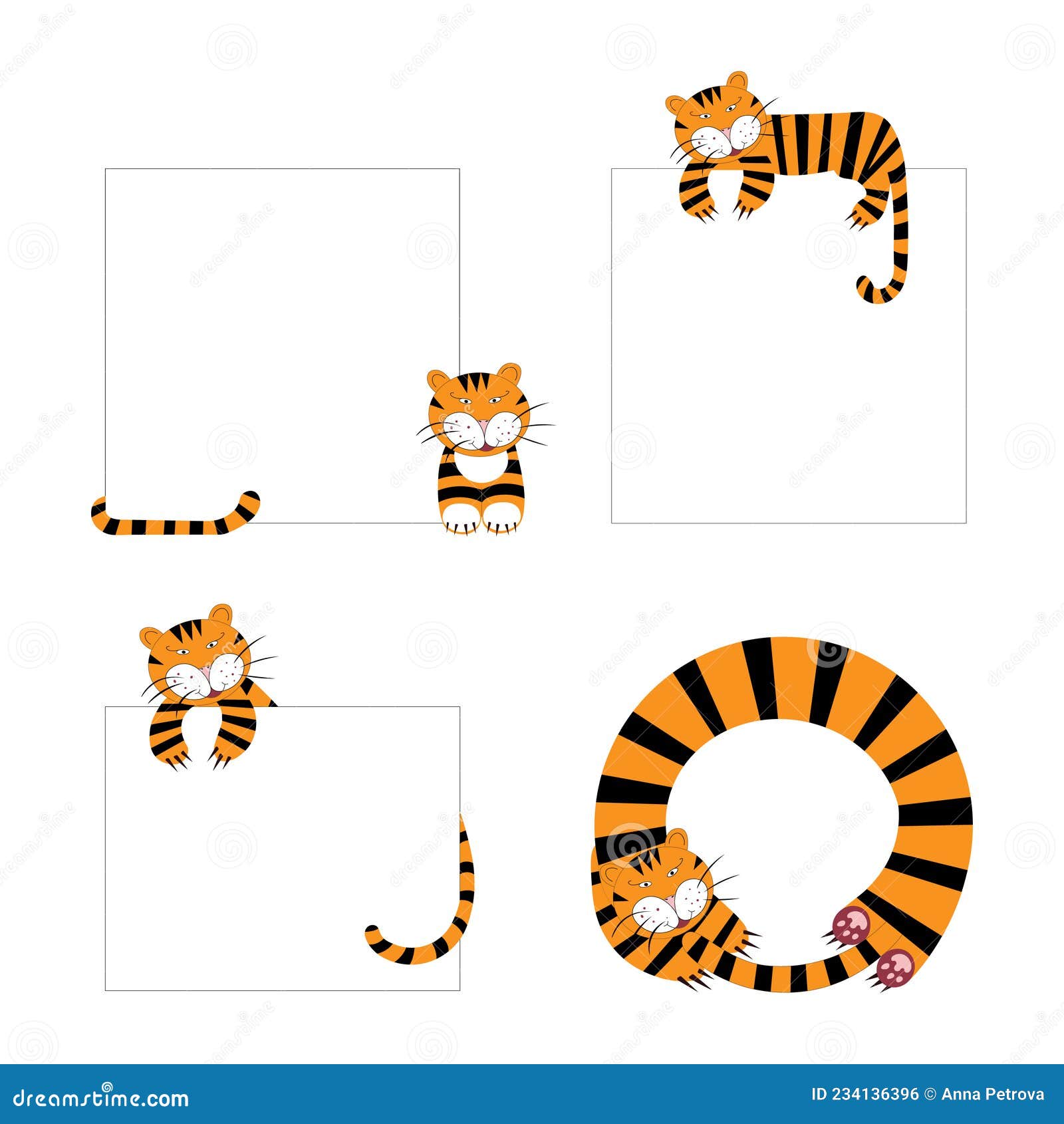 Set for notes with tiger stock vector. Illustration of poster - 234136396