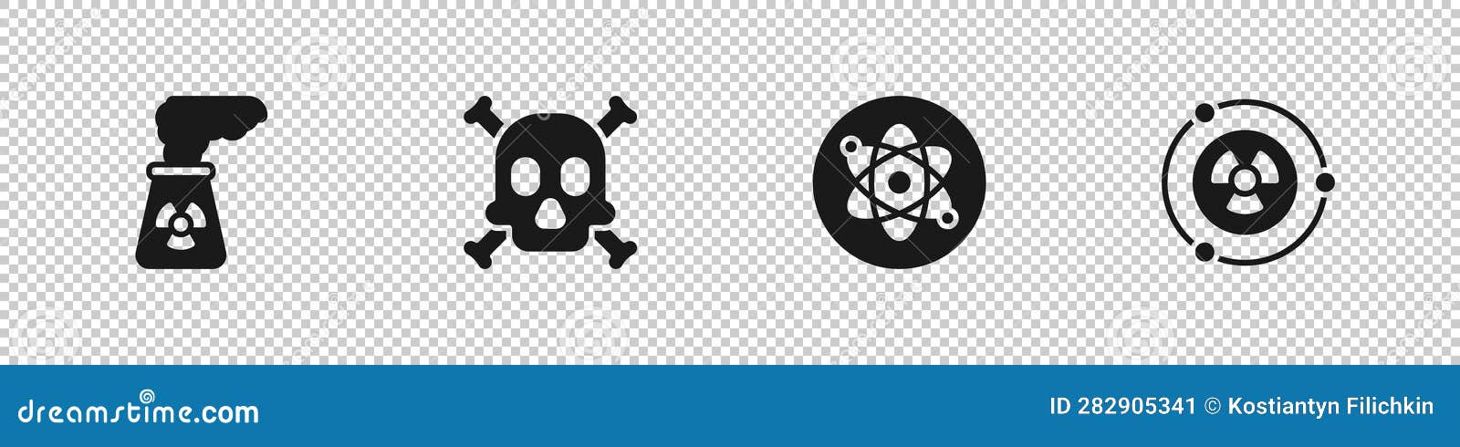 Set Nuclear Power Plant, Bones and Skull Warning, Atom and Radioactive ...