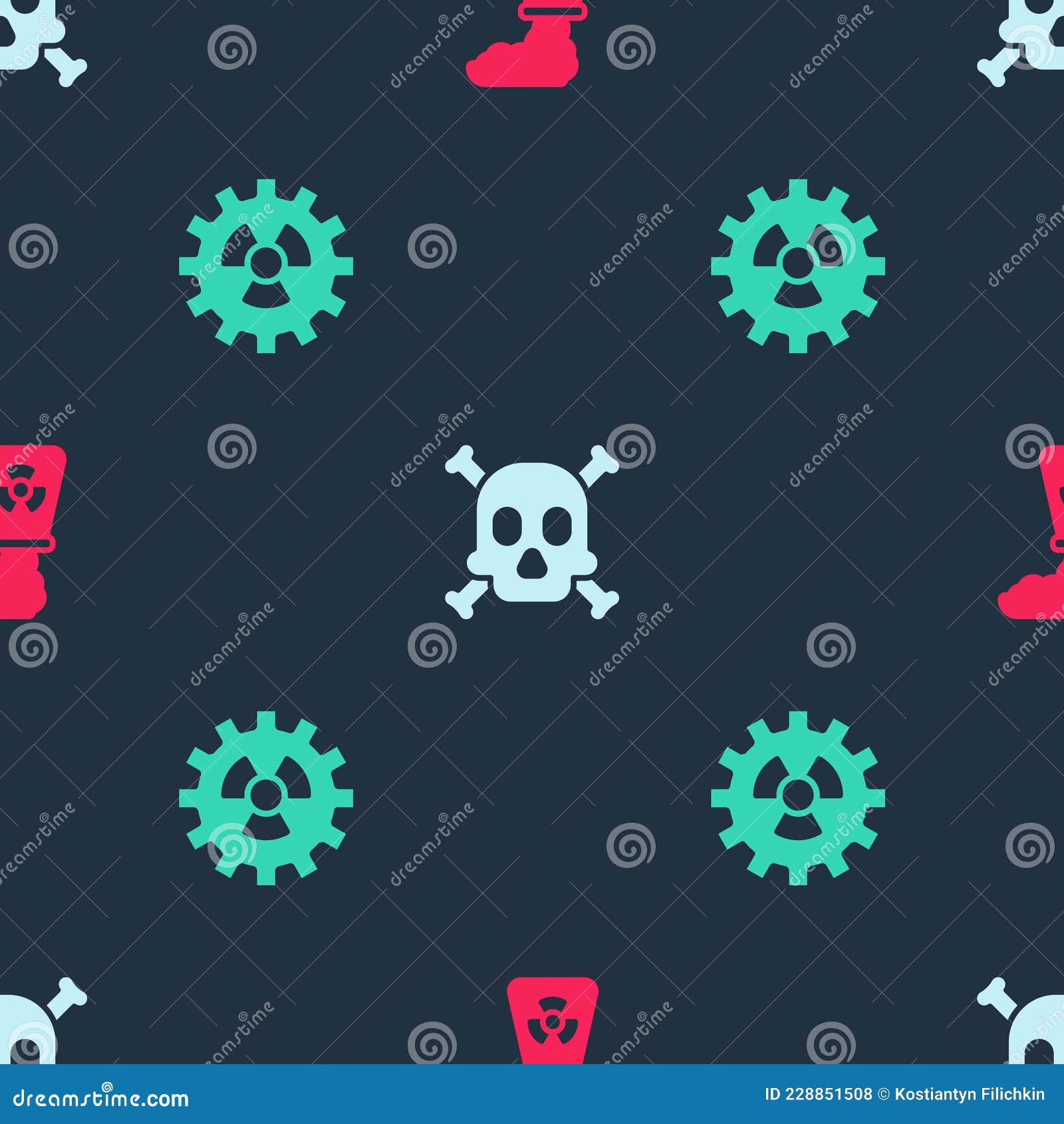 Set Nuclear Power Plant, Bones and Skull Warning and Radioactive on ...