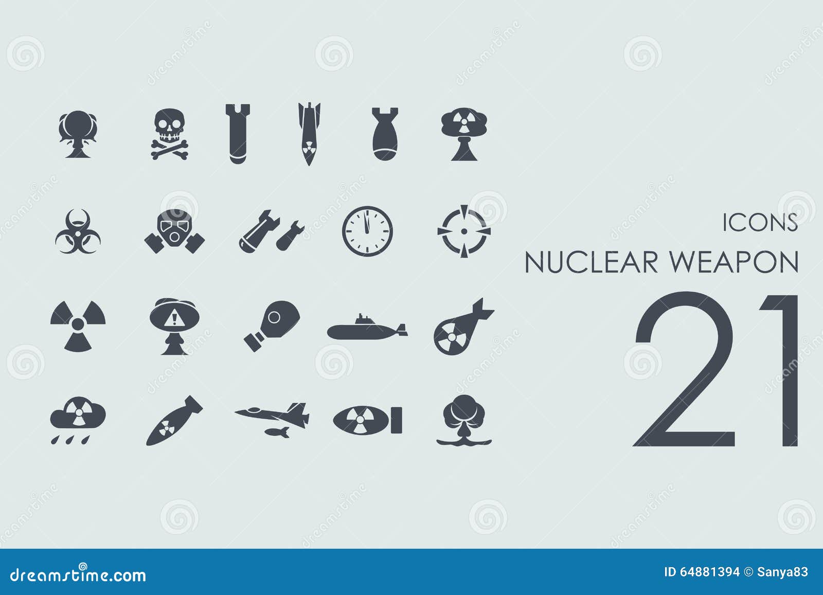 Set of Nuclear Weapon Icons Stock Vector - Illustration of city ...