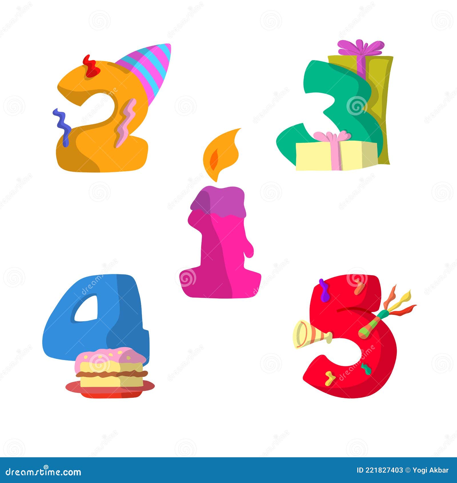 Set of Number Birthday Flat Design Vector Illustration Stock Vector ...