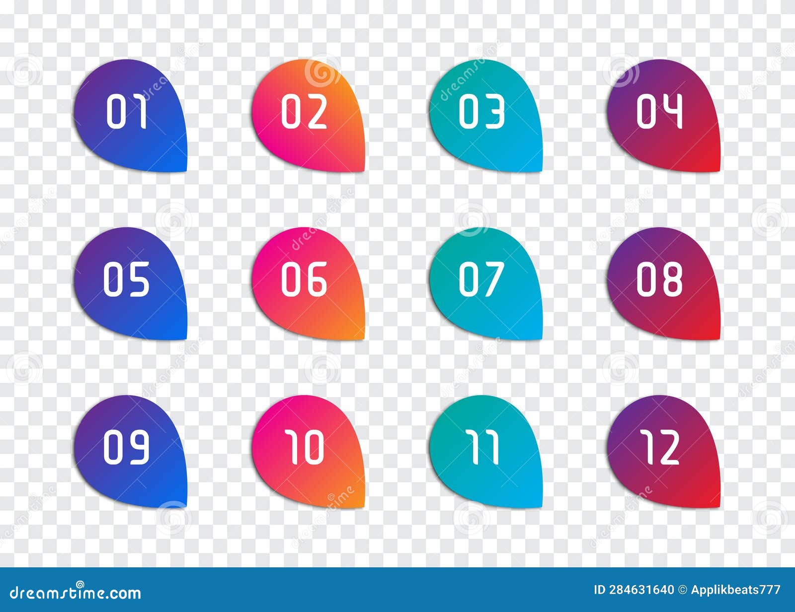 Set of Number Bullet Point 1 To 12 Stock Vector - Illustration of ...