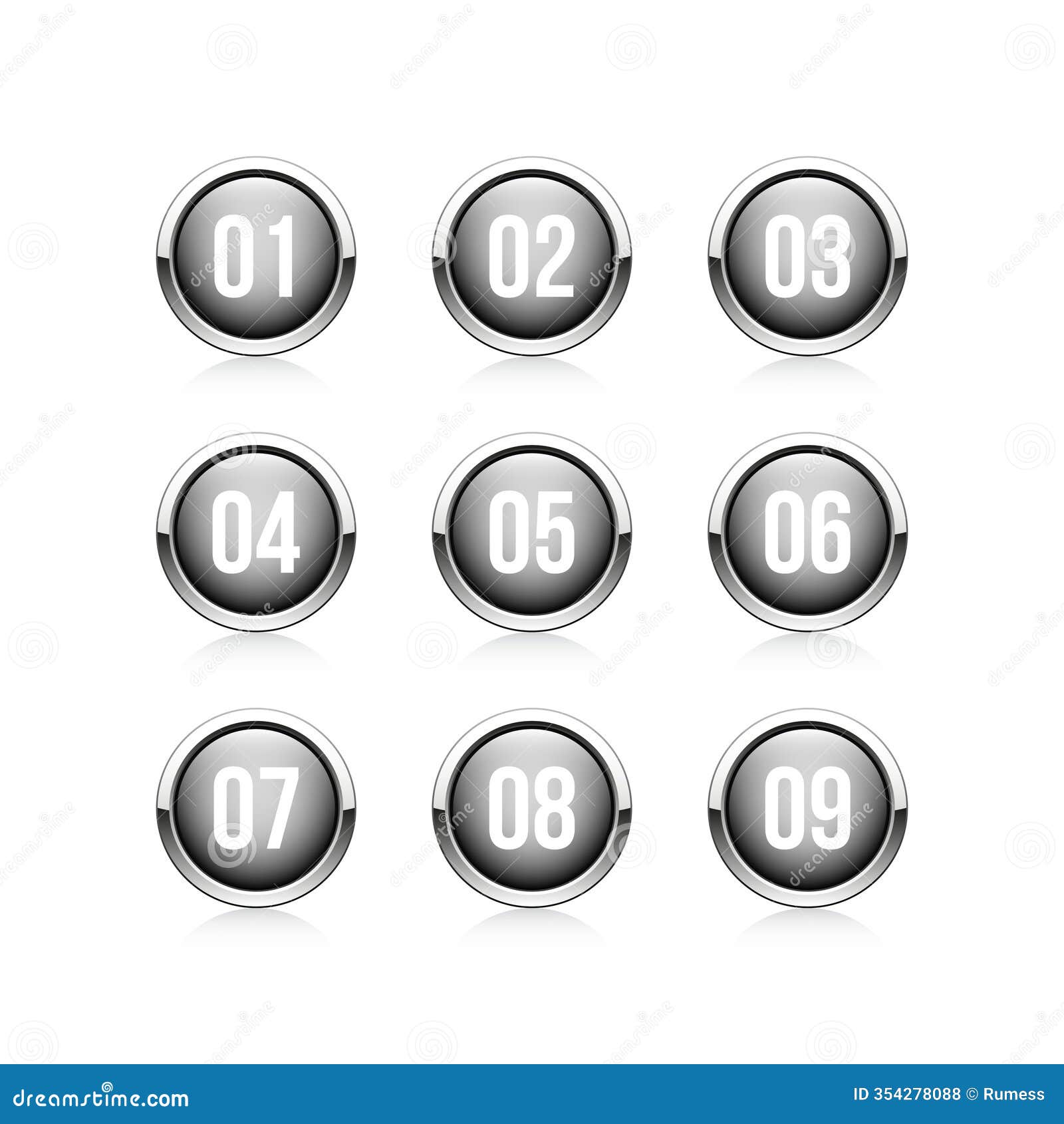 Set of 0-9 Number Button Icons. Vector Illustration Stock Illustration ...