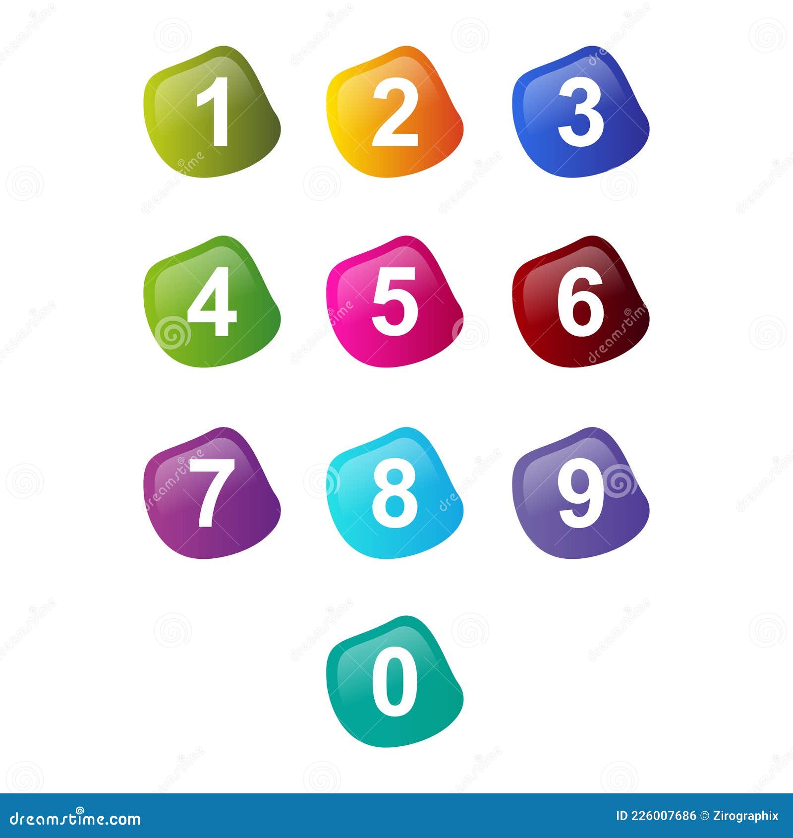 Set of Number Buttons Vector Art Design Stock Vector - Illustration of ...