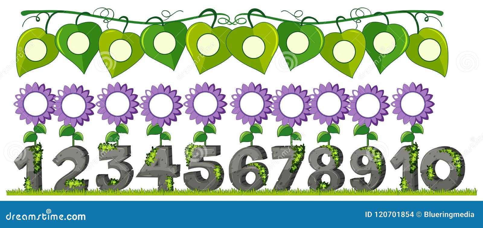 A Set of Number with Flower Stock Vector - Illustration of symbol ...