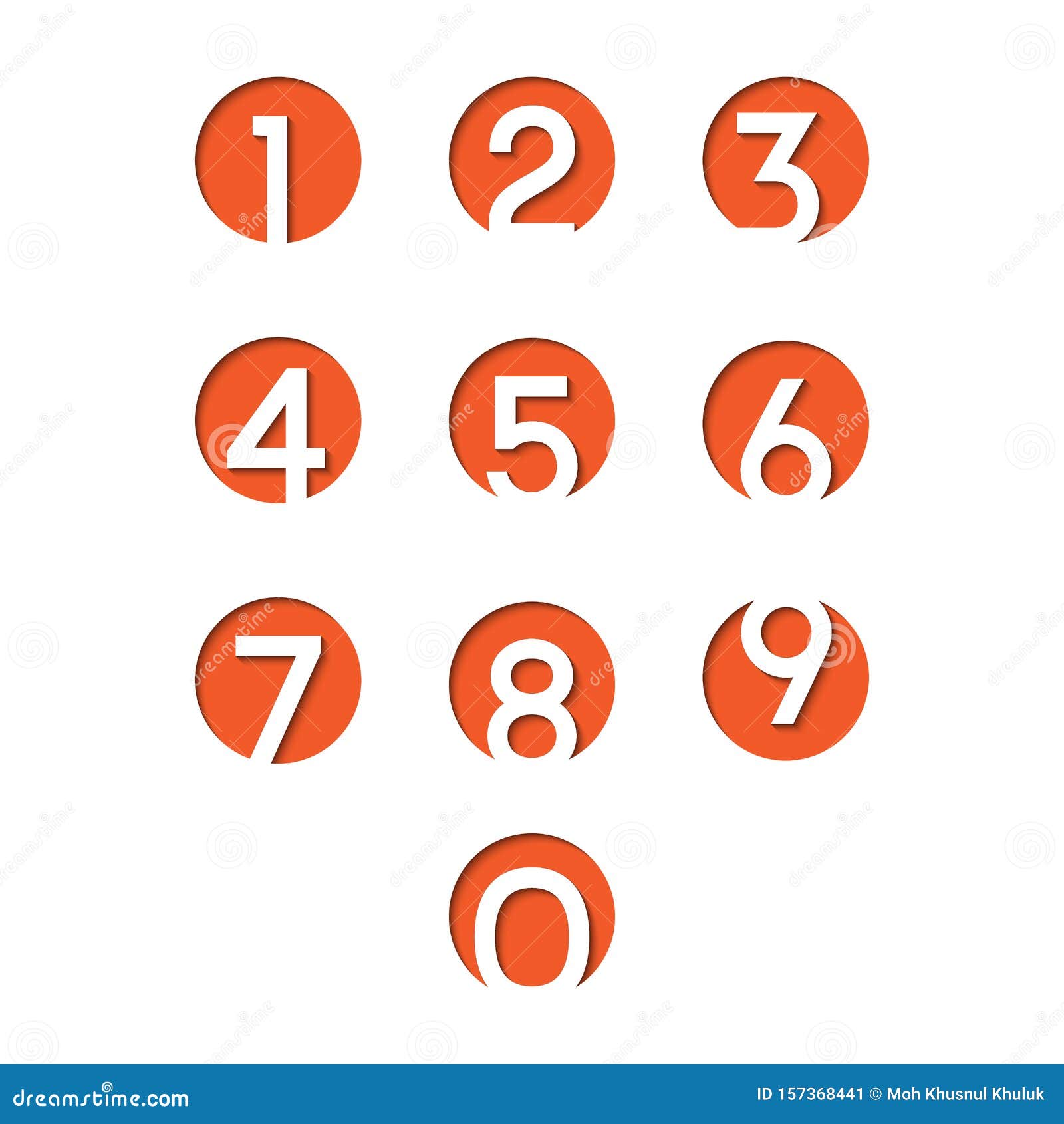 Set Orange Number Icon Cut in with Shadow Stock Vector - Illustration ...