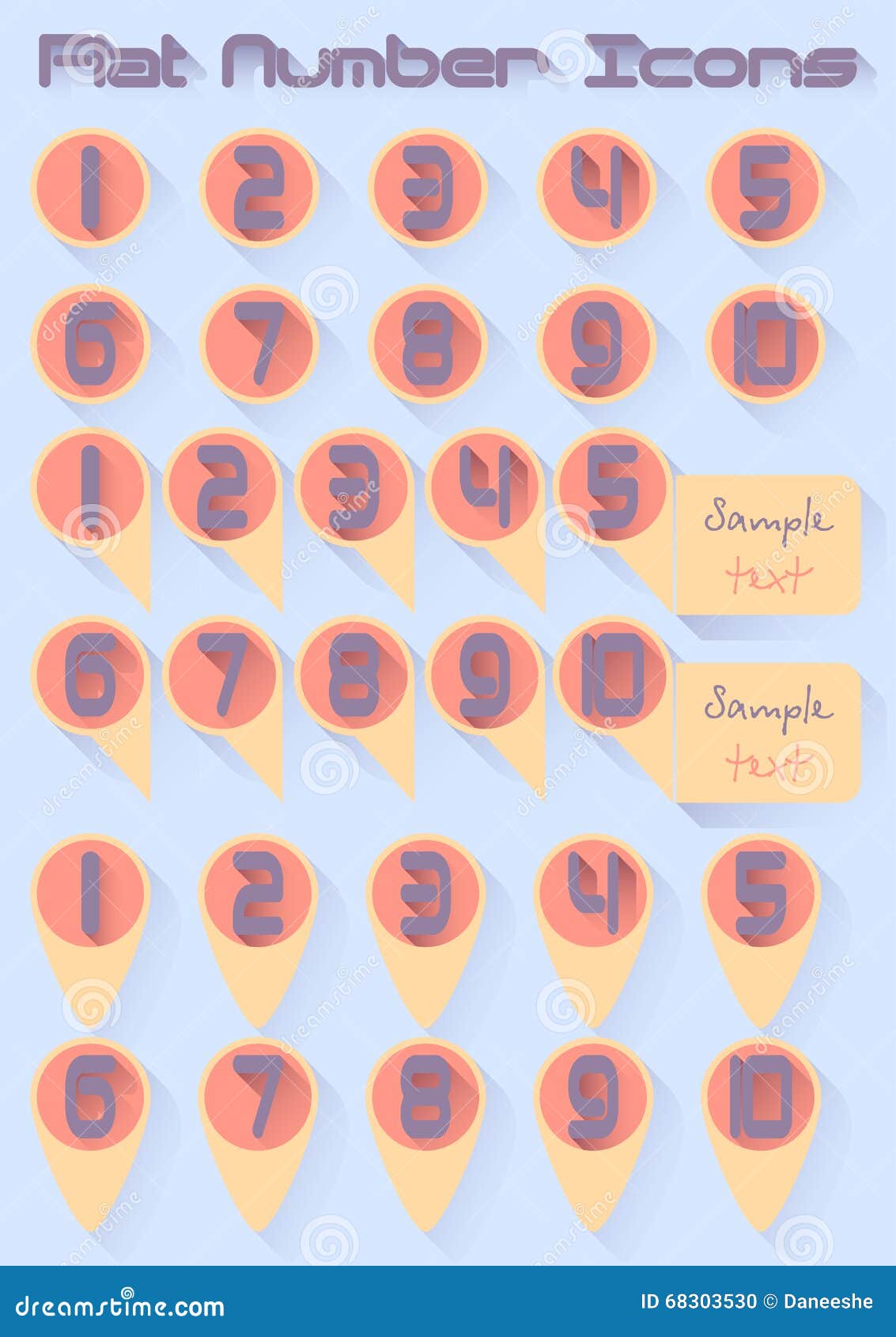 Set of Number Icons in Flat Style Stock Vector - Illustration of ...