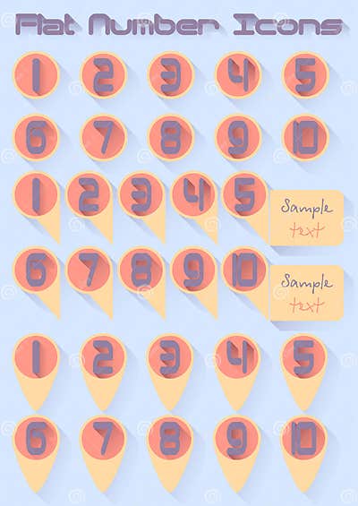 Set of Number Icons in Flat Style Stock Vector - Illustration of ...