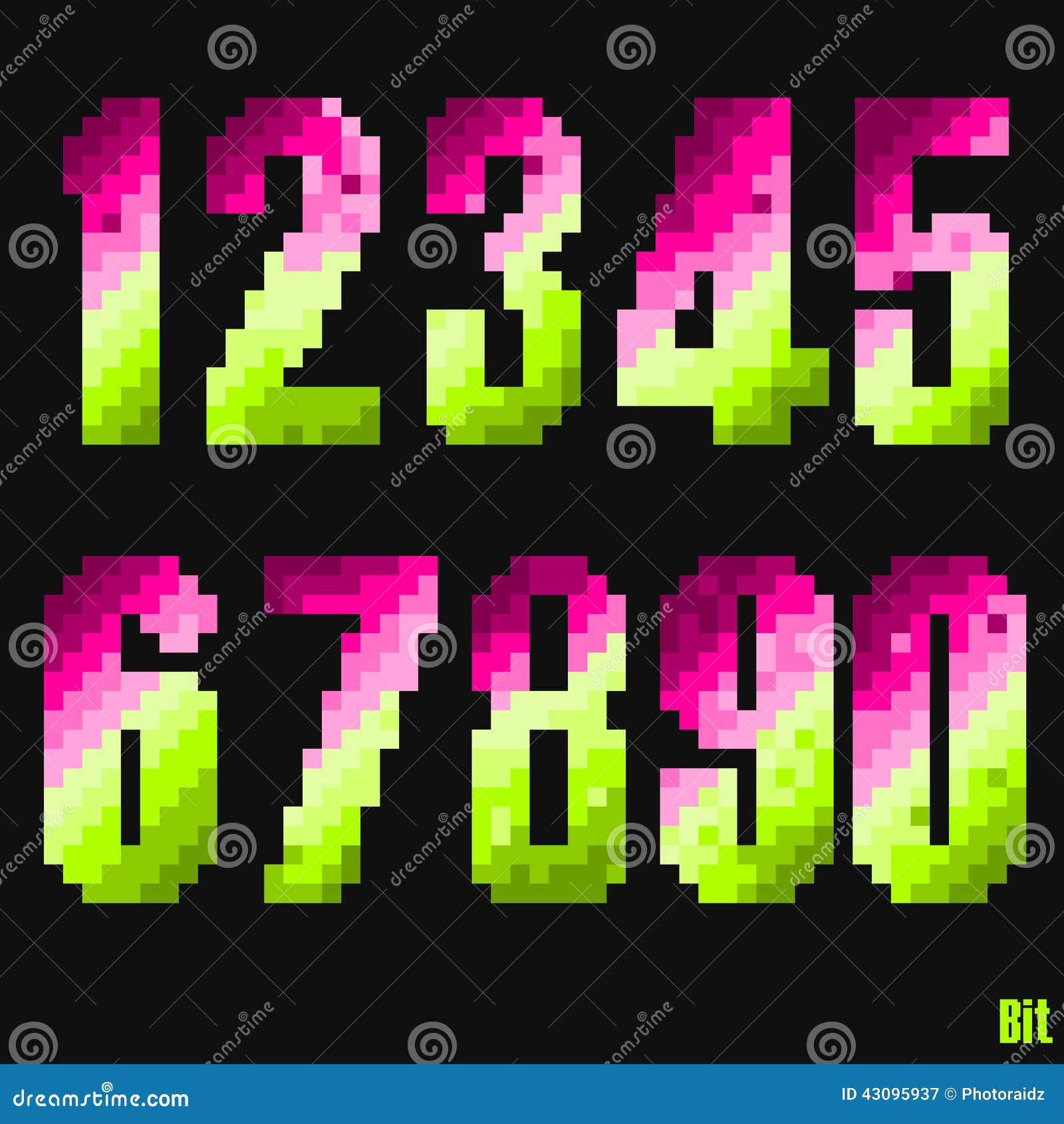 Set number style 8 bit stock illustration. Illustration of game - 43095937