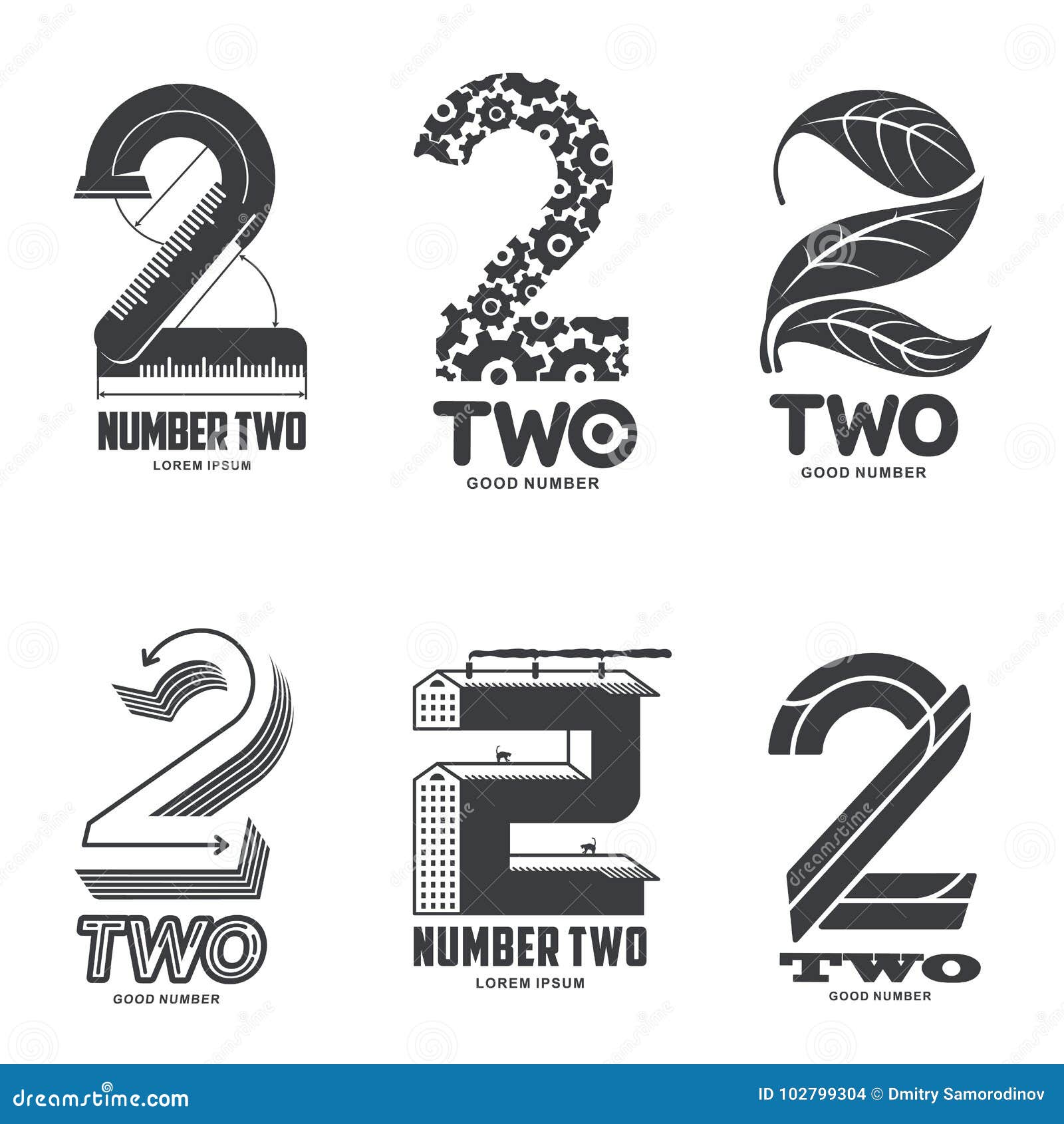 Numeric logo two stock illustration. Illustration of business - 102799304