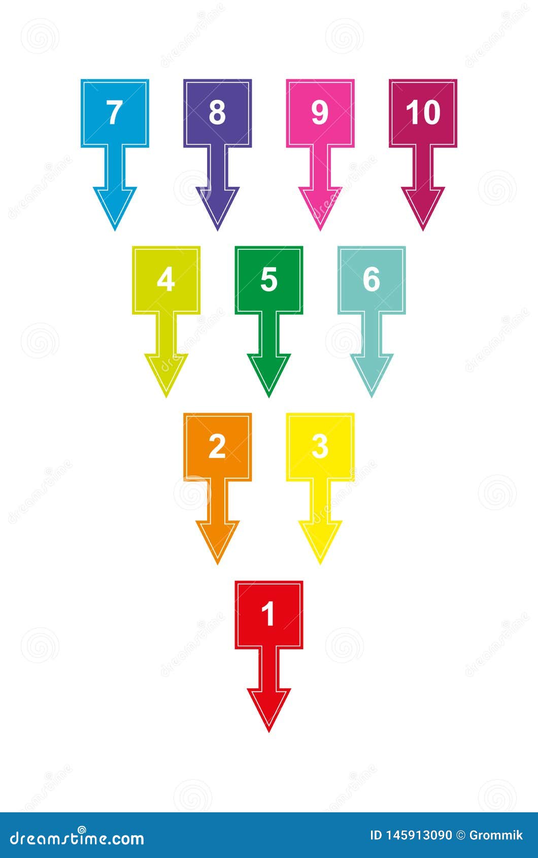 Set of Numbered Squares with Arrows Down Stock Vector - Illustration of ...