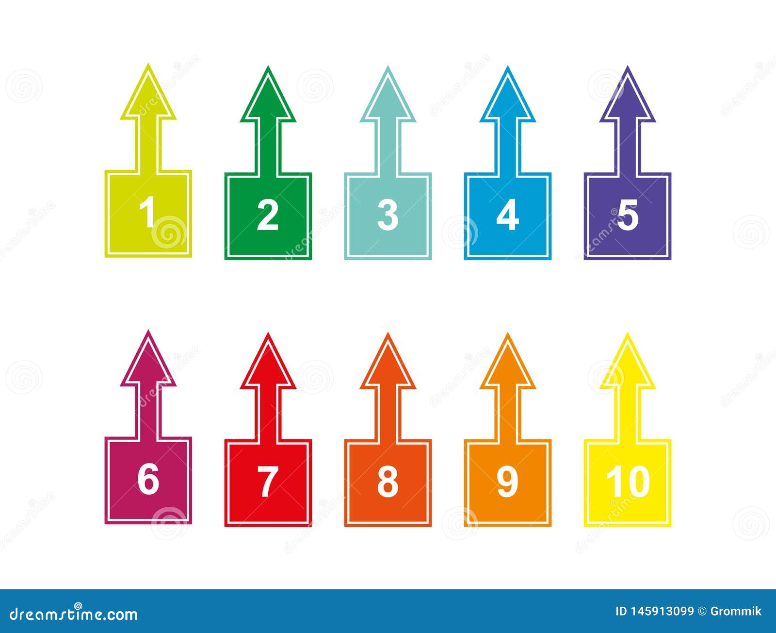 Set of Numbered Squares with Arrows Up Stock Vector - Illustration of ...