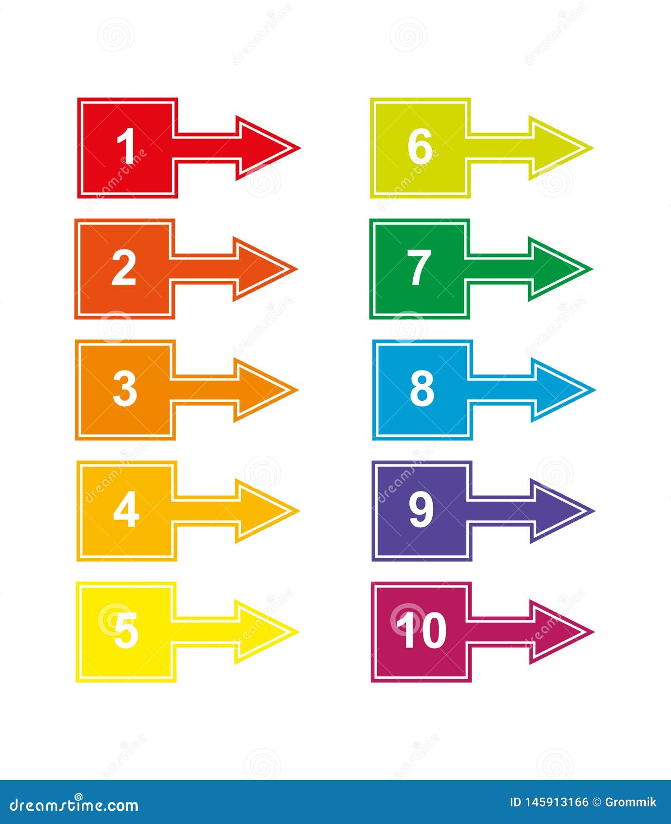 Set of Numbered Squares with Right Arrow Stock Vector - Illustration of ...