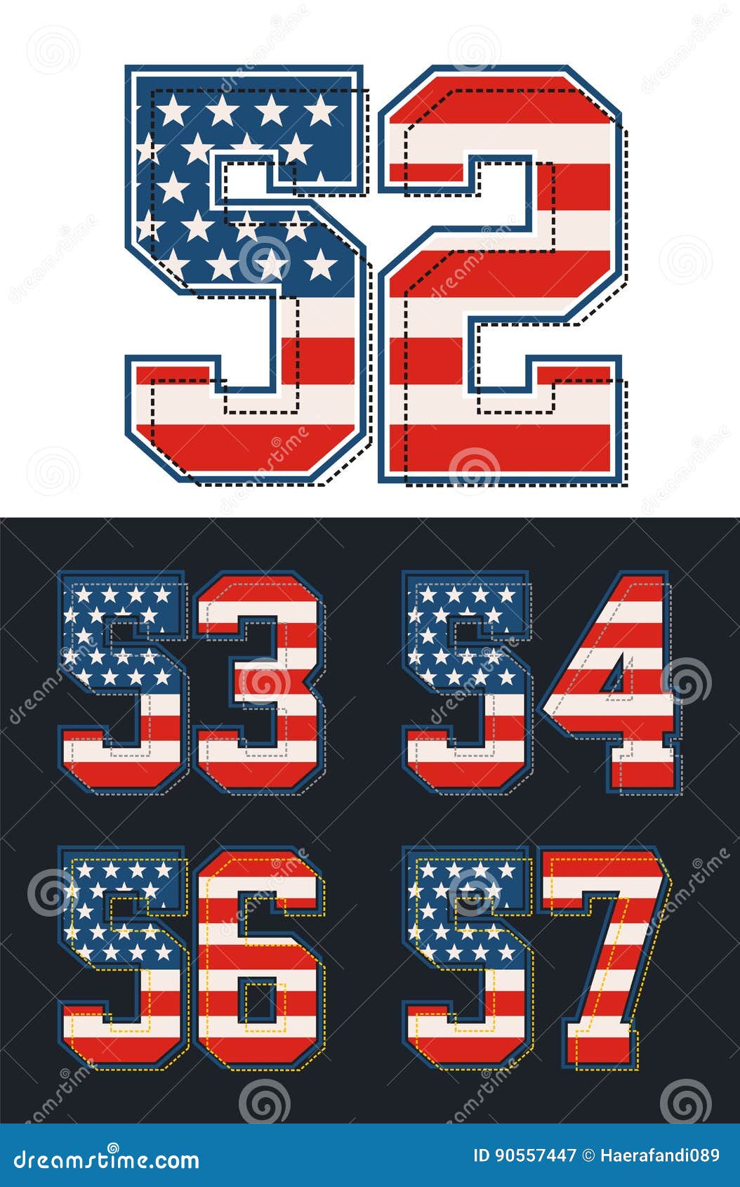 Set Numbers America Flag Textured. Vector Stock Vector - Illustration ...