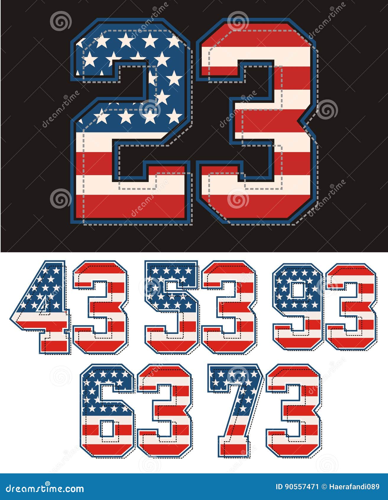 Set Numbers America Flag Textured. Vector Image Stock Vector ...
