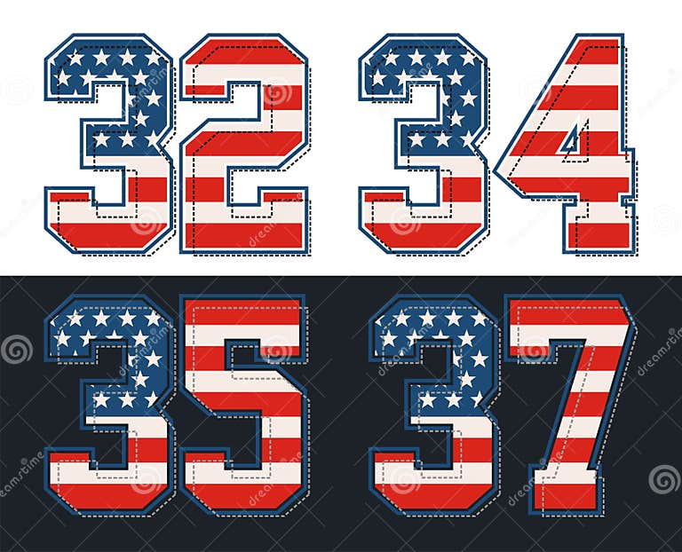 Set Numbers America Flag Textured. Vector Image Stock Vector ...