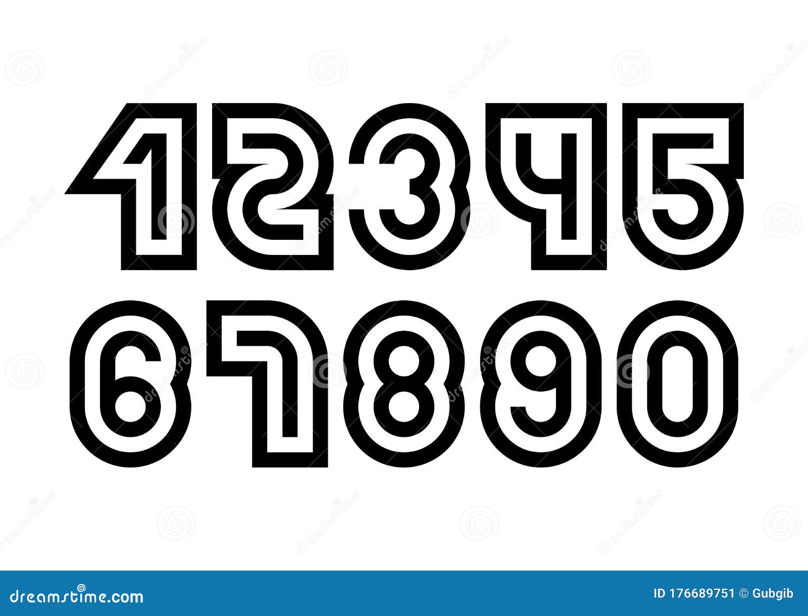 Set of Numbers with Black and White Typography Design Elements Stock ...