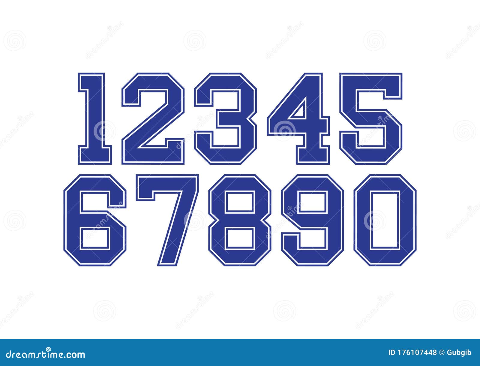 Set of Numbers with Blue and White Typography Design Elements Stock ...