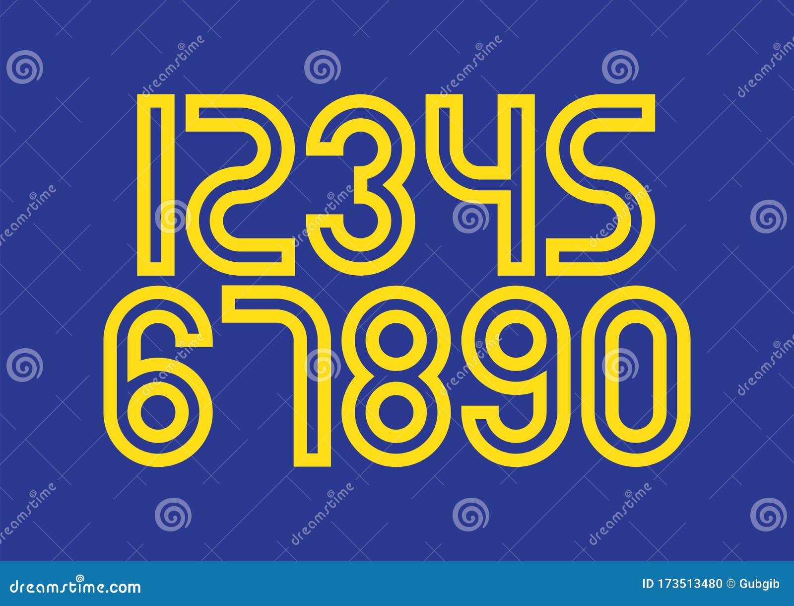Set of Numbers with Blue and Yellow Typography Design Elements Stock ...