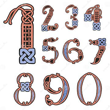 A Set of Numbers in the Celtic Style Stock Vector - Illustration of ...