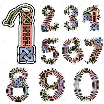 A Set of Numbers in the Celtic Style Stock Vector - Illustration of ...