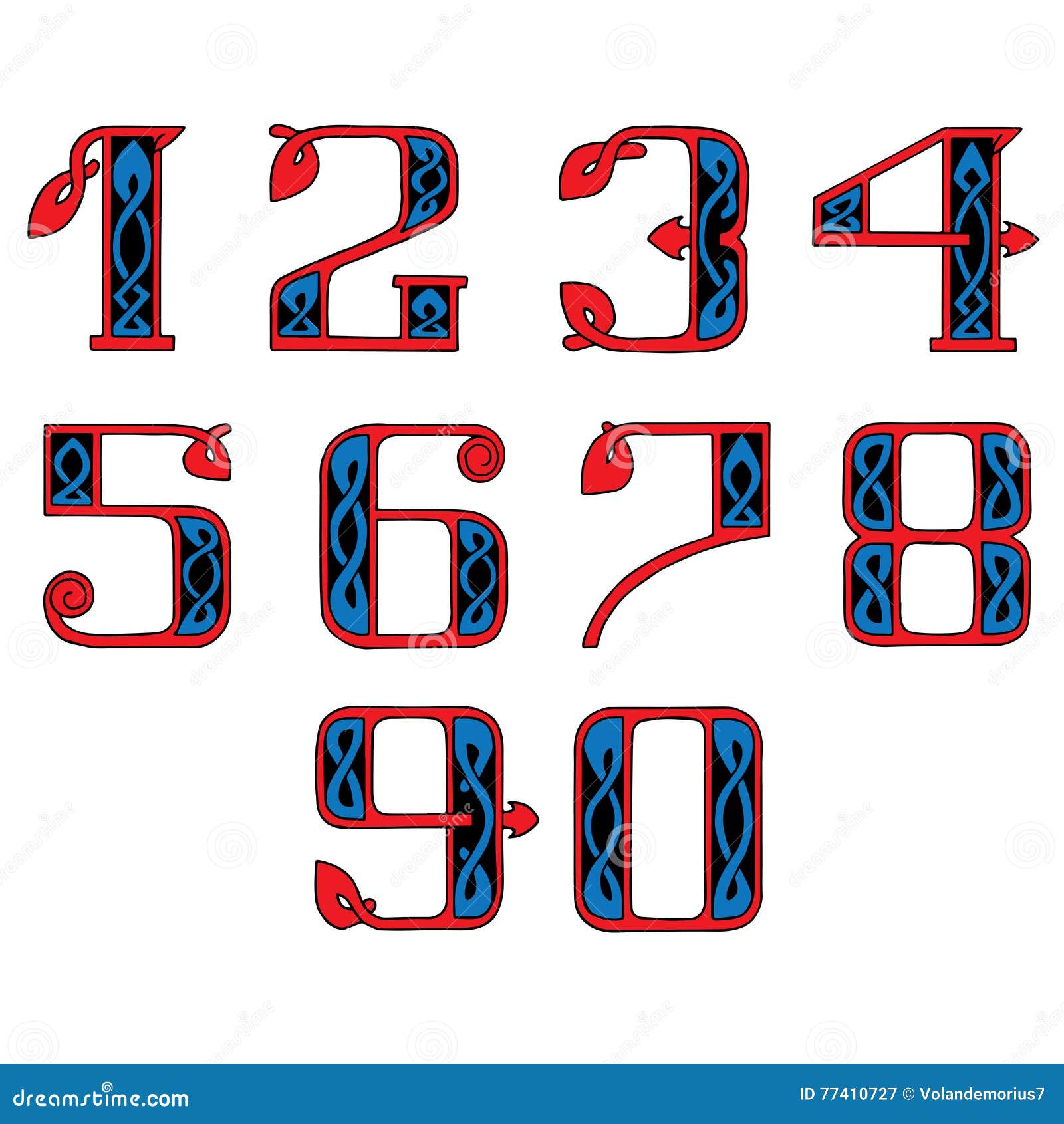 A Set of Numbers in the Celtic Style Stock Vector - Illustration of ...