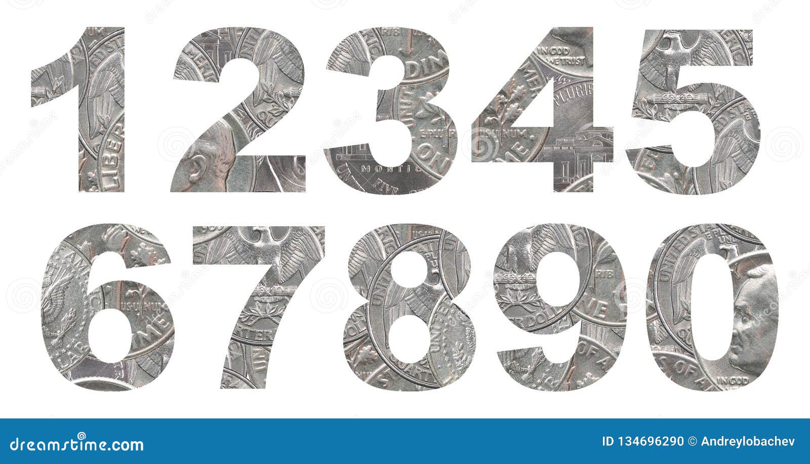 A Set of Numbers from Coins Stock Photo - Image of background, coin ...