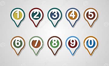 Set of Numbers. Design Mapping Pins Stock Vector - Illustration of ...