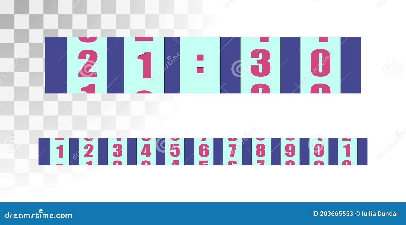 Set of Numbers Electronic Counter on a Transparent Background Stock ...