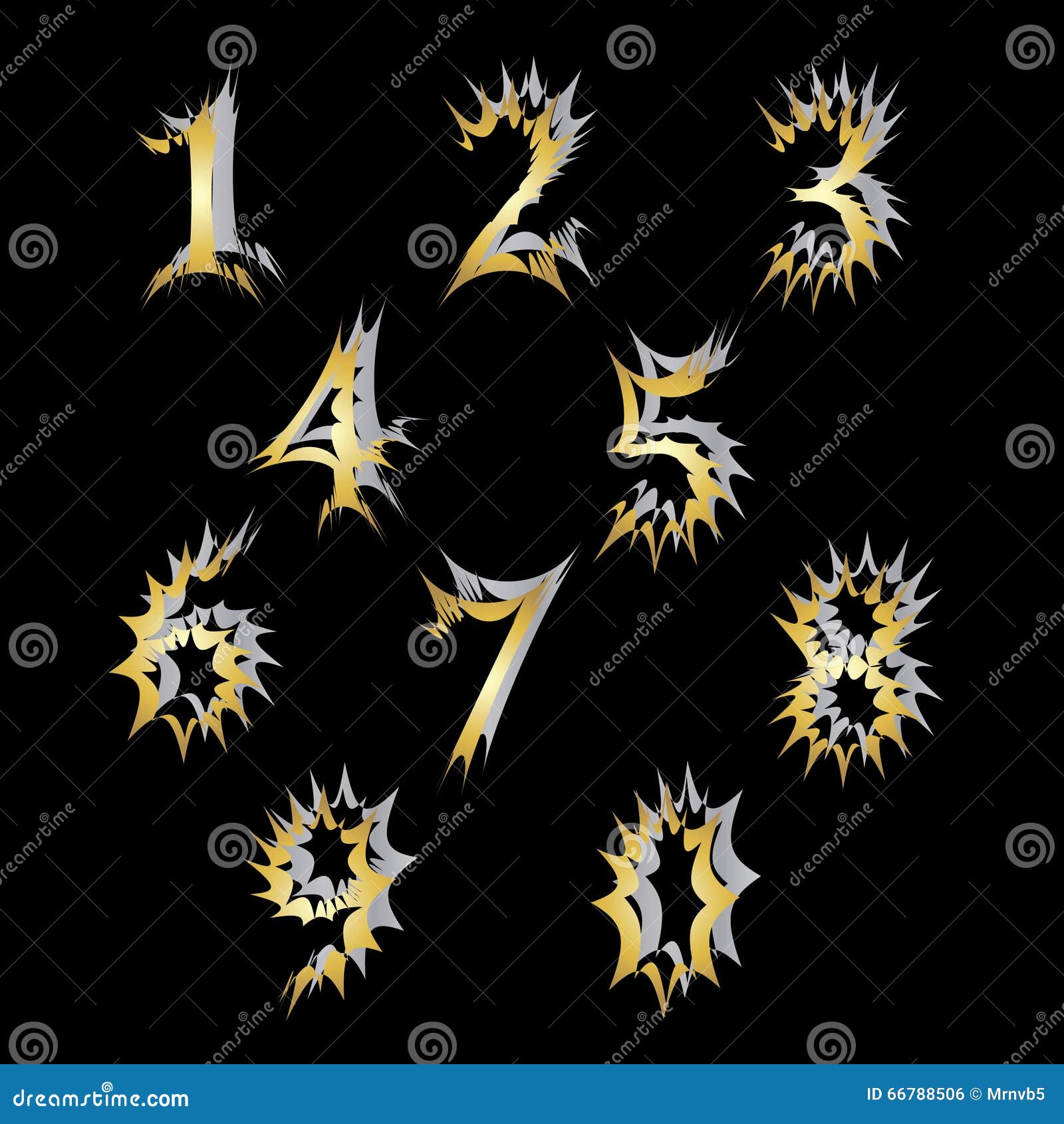 A Set of Numbers with an Explosive Effect. Stock Vector - Illustration ...