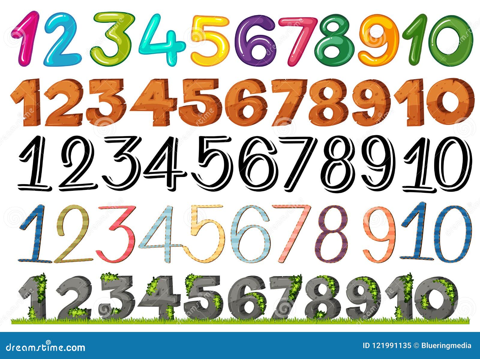 A set of numbers and fonts stock vector. Illustration of character ...