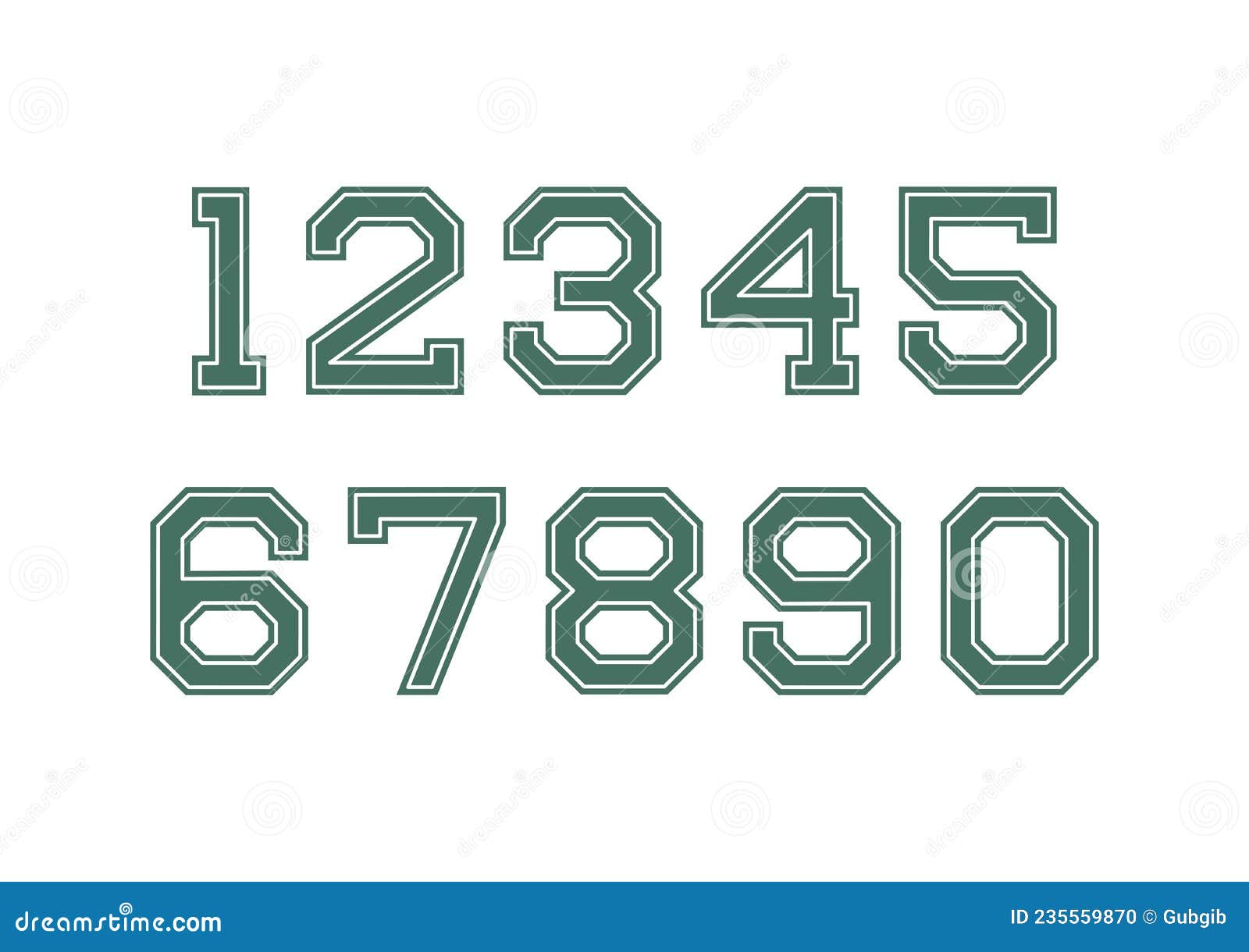 Set of Numbers with Green and White Typography Design Elements Stock ...