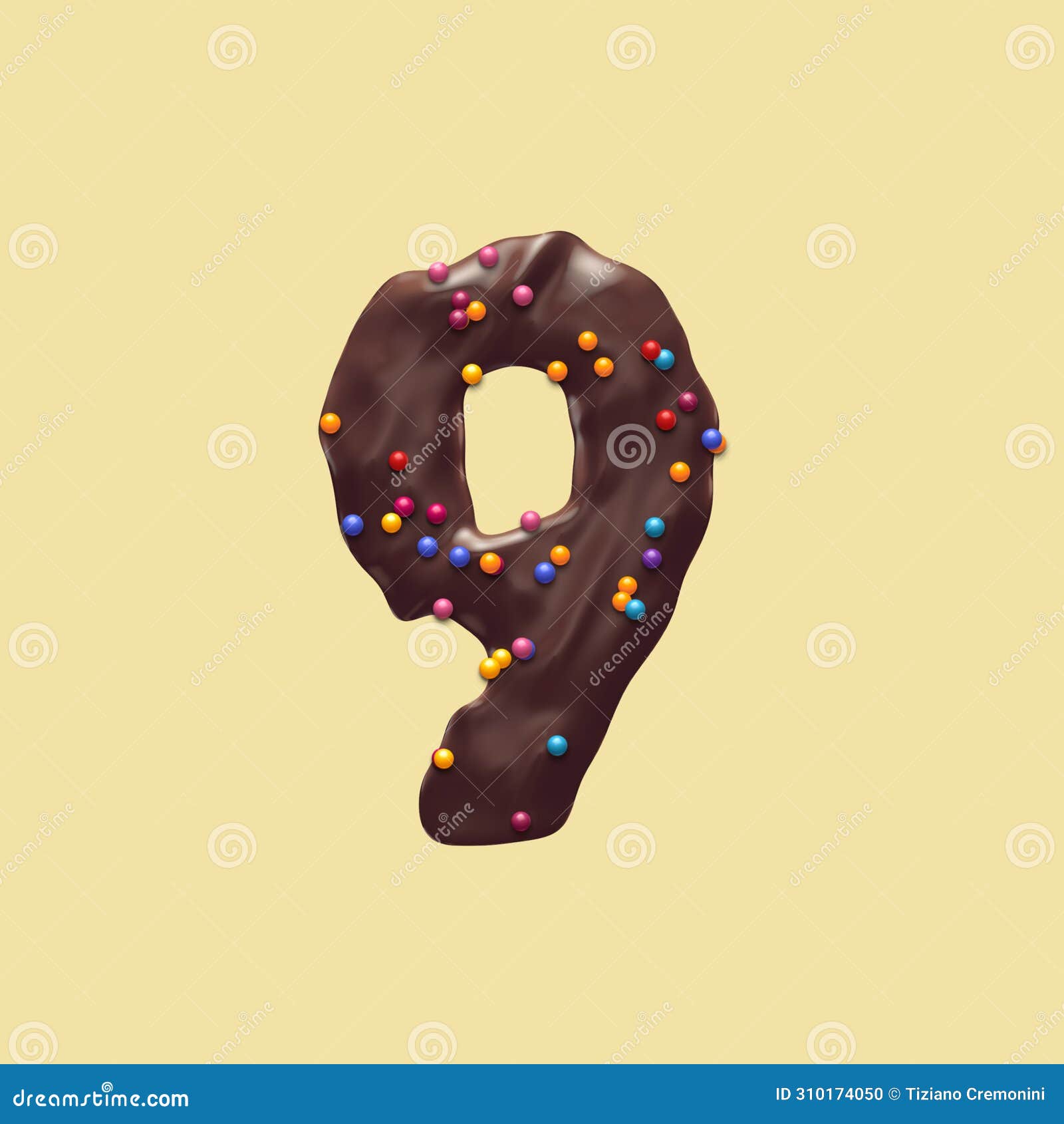 Set of Numbers Made of Chocolate Sweets, 3d Rendering, Nine Stock ...